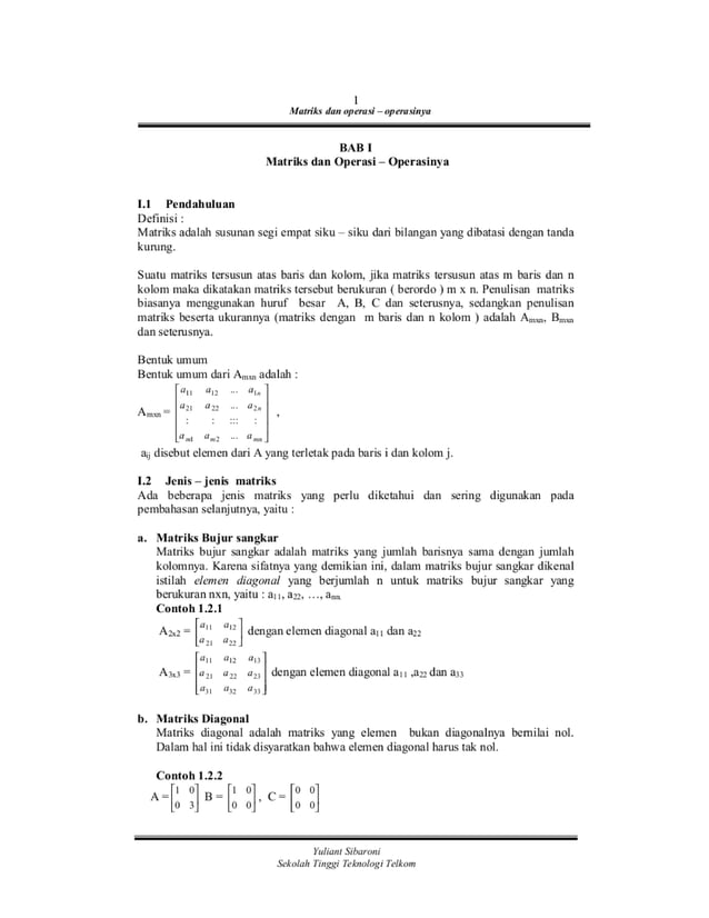 Matrix dan operasi-operasinya | PDF