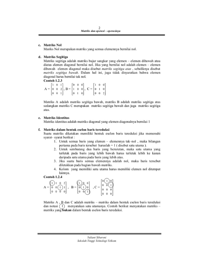 Matrix dan operasi-operasinya | PDF