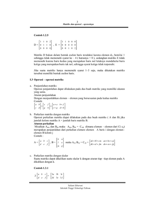 Matrix dan operasi-operasinya | PDF