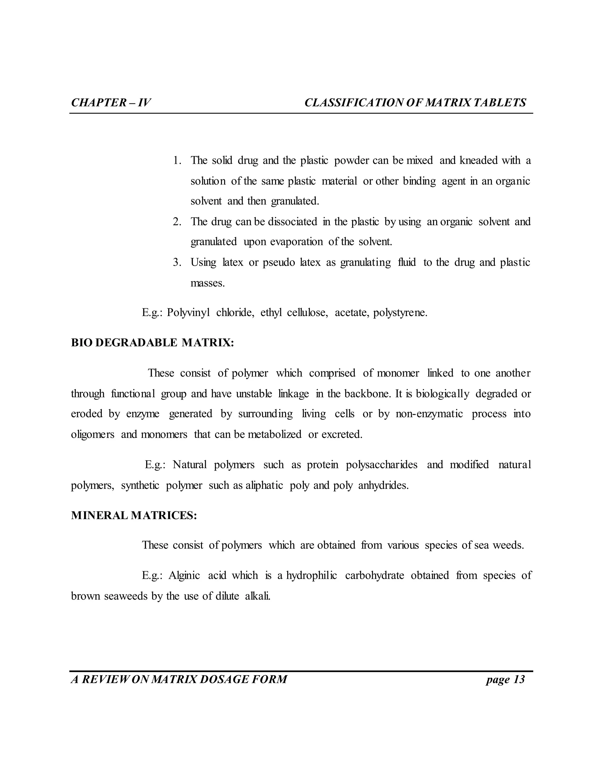 Matrix dosage forms in pharmaceutics (pharmaceutical dosage forms) | DOCX