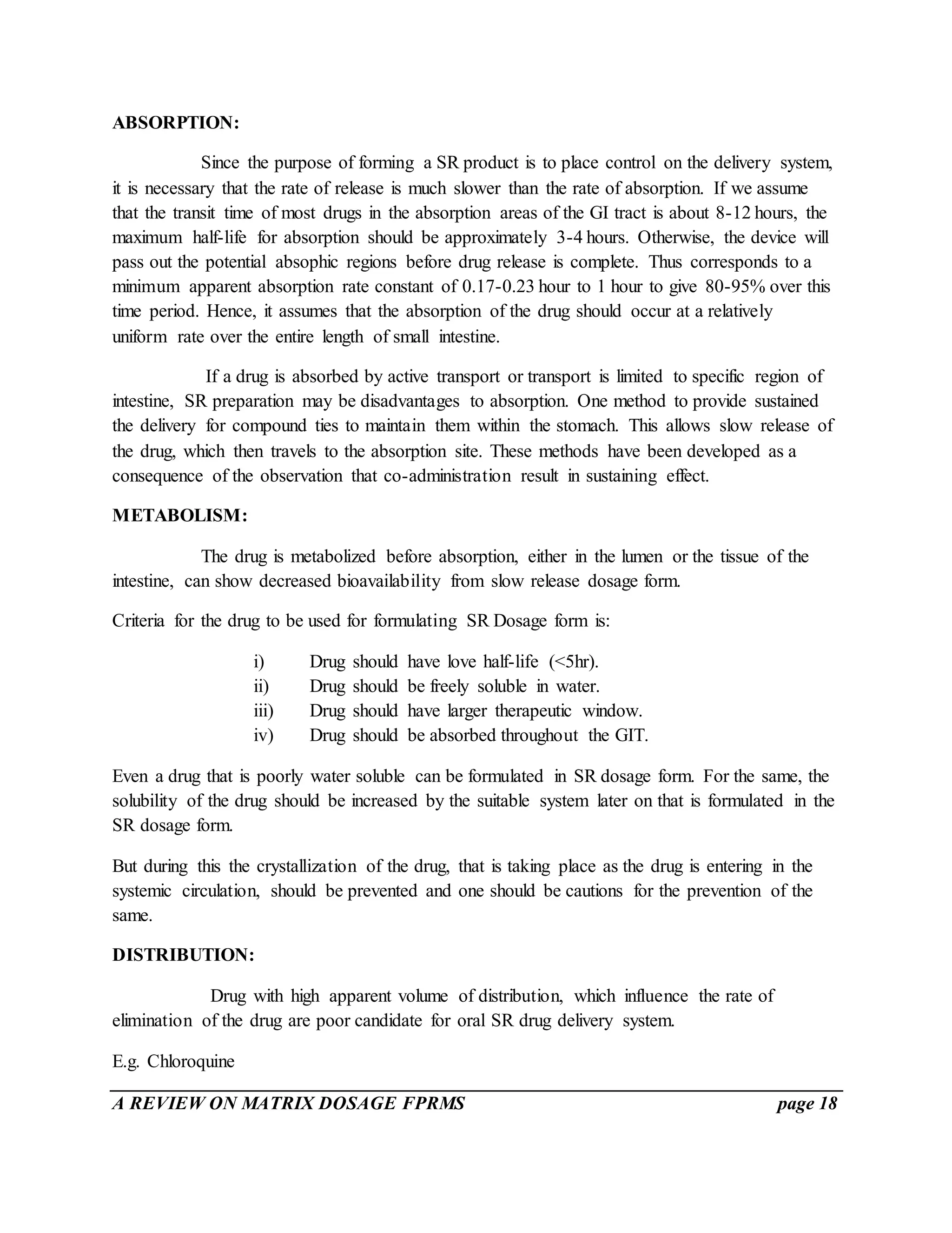 Matrix dosage forms in pharmaceutics (pharmaceutical dosage forms) | DOCX