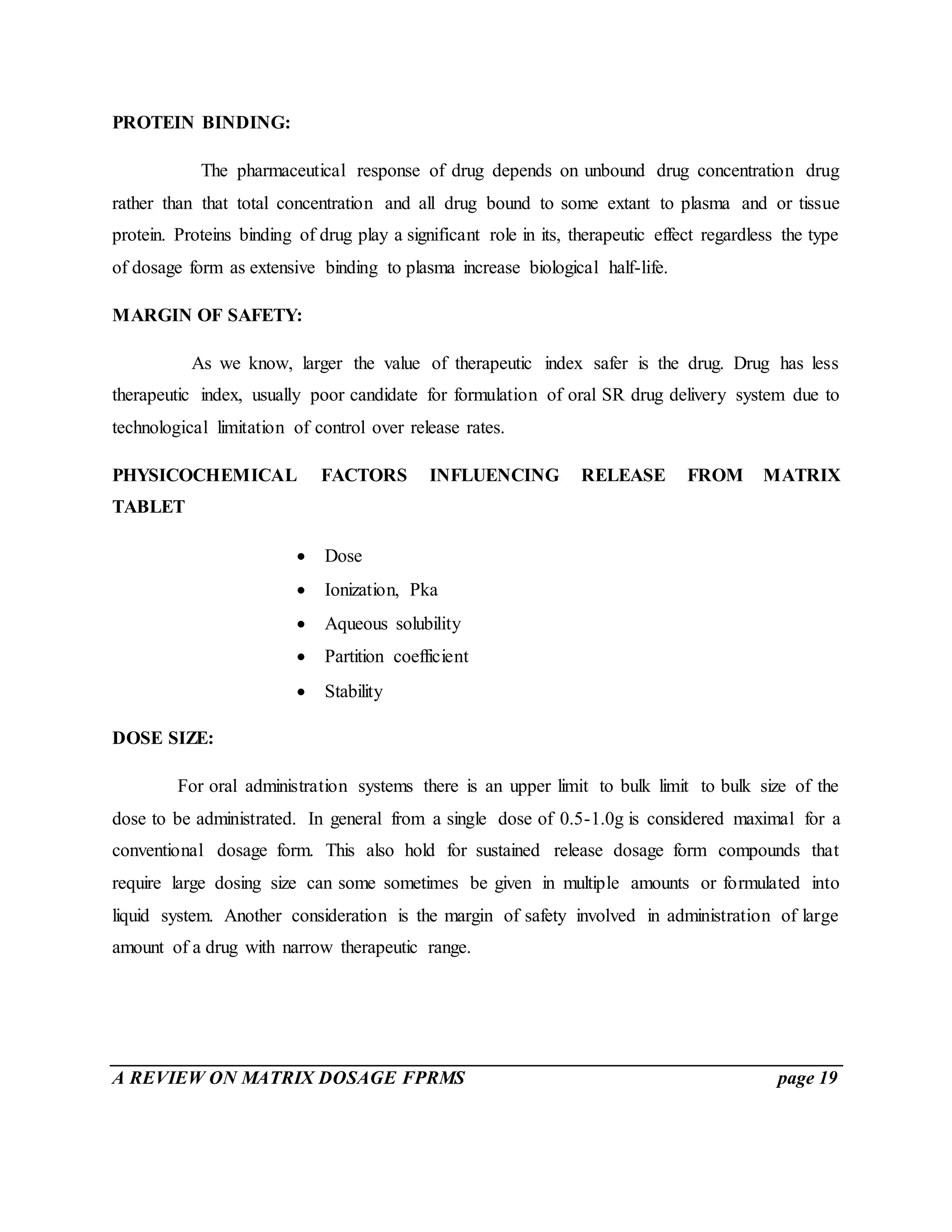 Matrix dosage forms in pharmaceutics (pharmaceutical dosage forms) | DOCX
