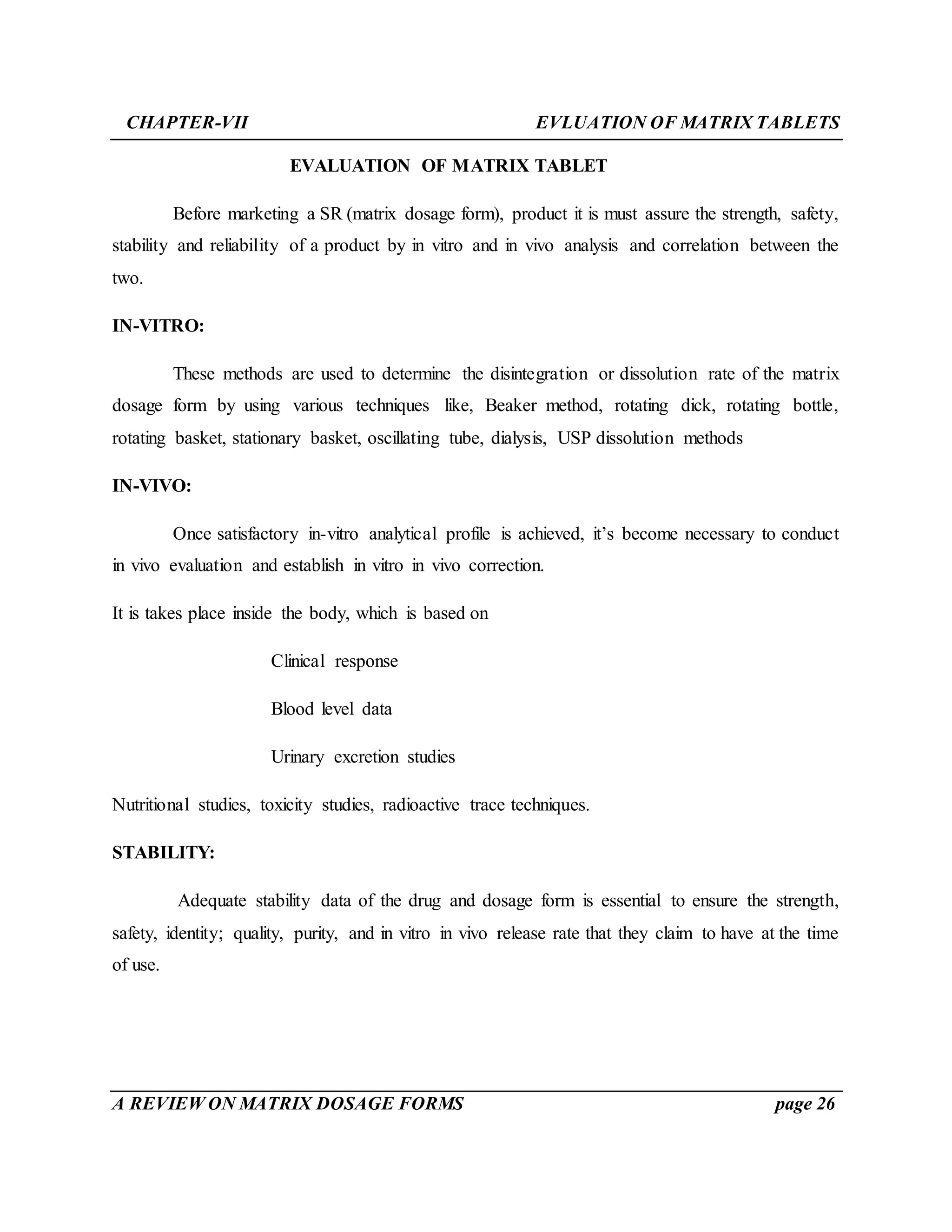 Matrix dosage forms in pharmaceutics (pharmaceutical dosage forms) | DOCX