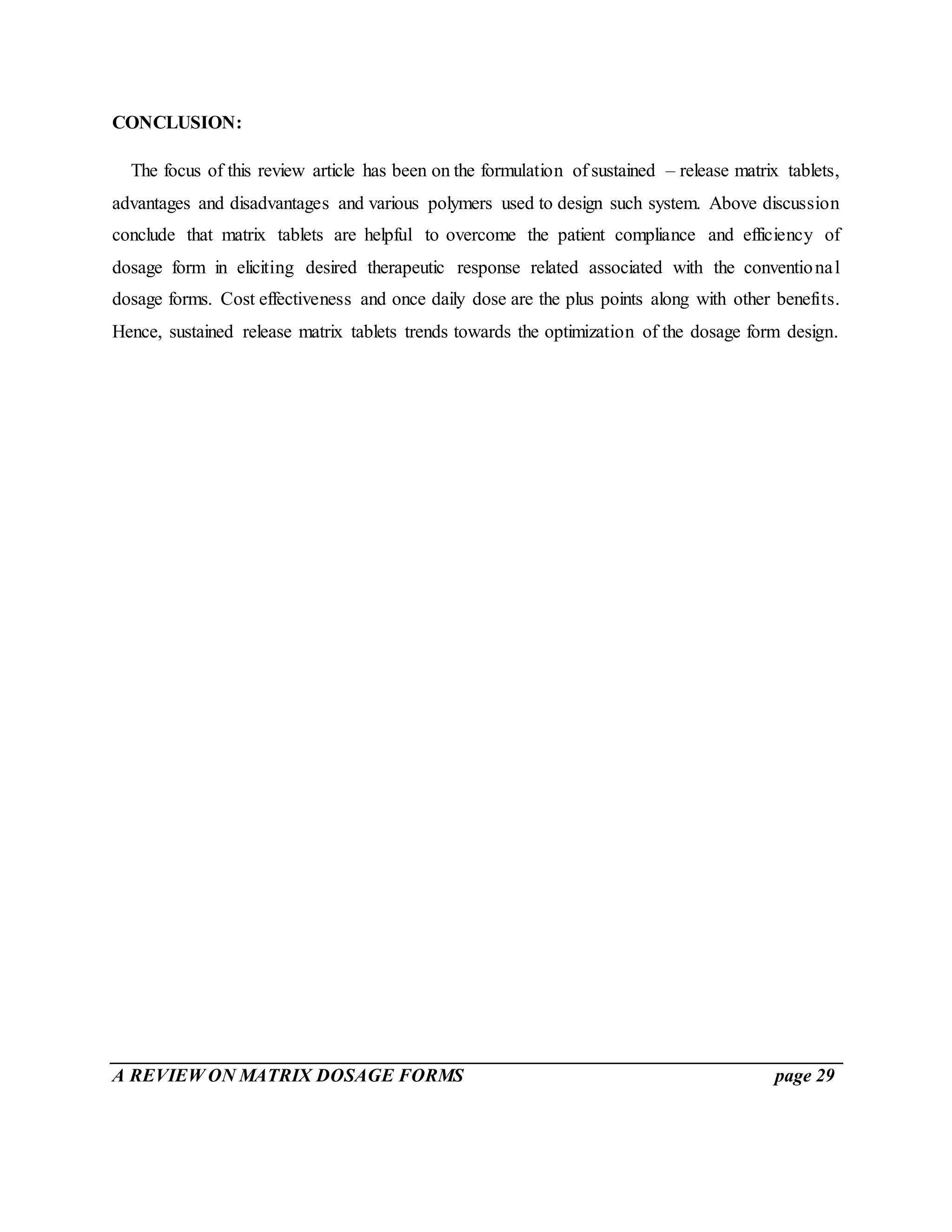Matrix dosage forms in pharmaceutics (pharmaceutical dosage forms) | DOCX