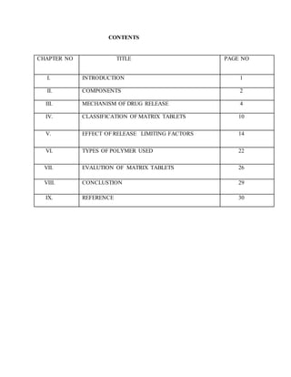 Matrix dosage forms in pharmaceutics (pharmaceutical dosage forms) | DOCX