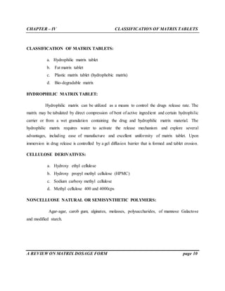 Matrix dosage forms in pharmaceutics (pharmaceutical dosage forms ...