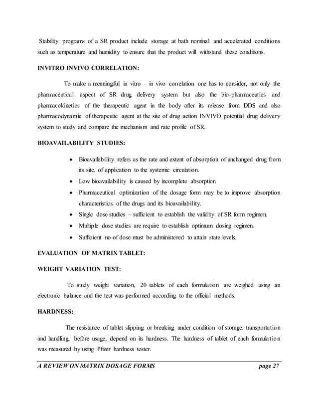 Matrix dosage forms in pharmaceutics (pharmaceutical dosage forms ...