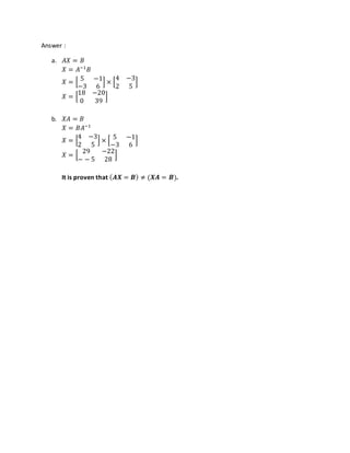 MATRIX EQUATION | DOCX | Physics | Science