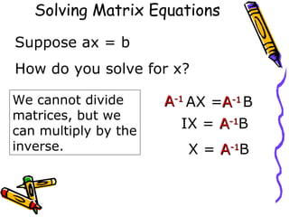 Matrix equations and inverses honors | PPT