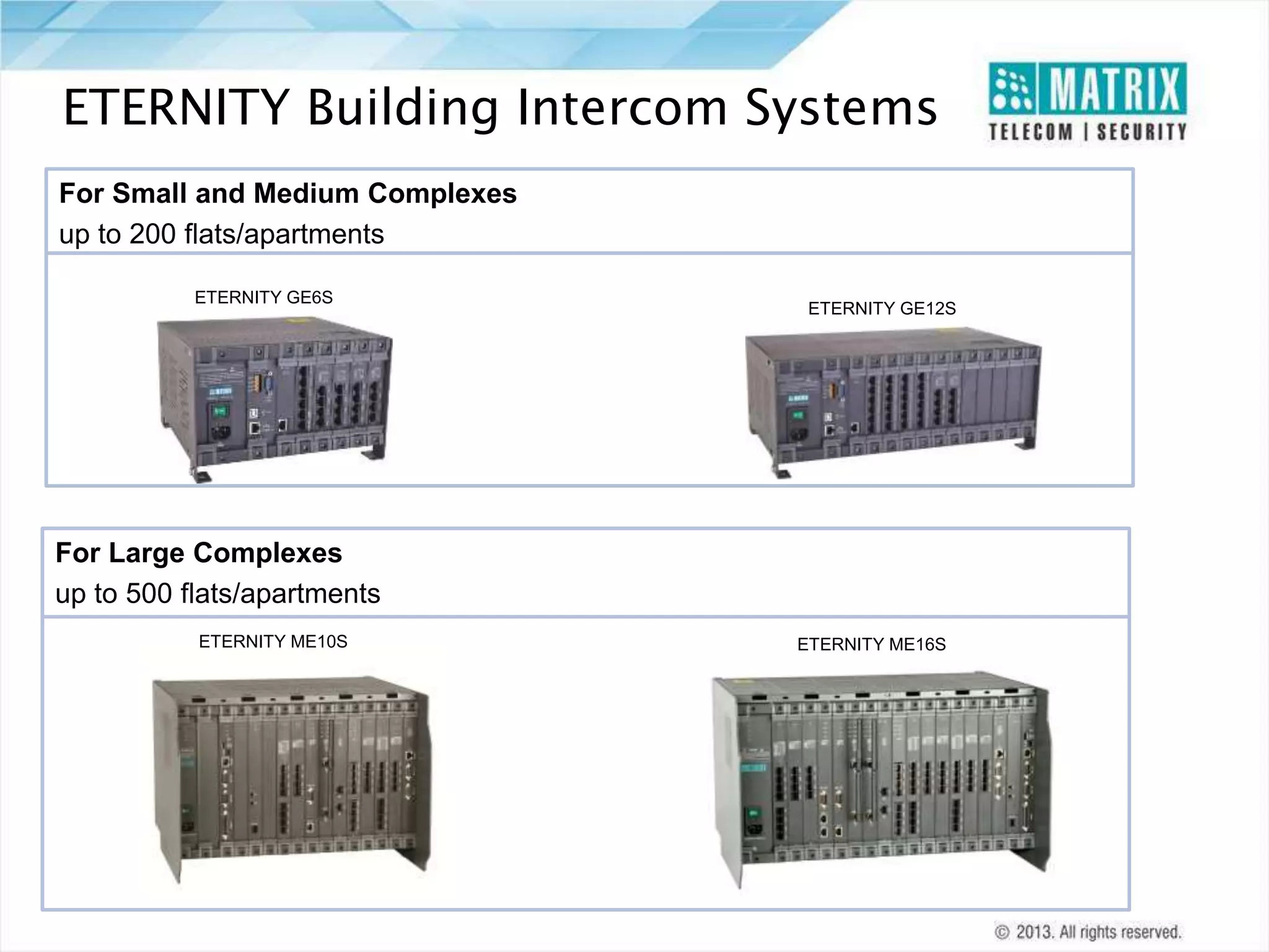 Matrix Telecom Solutions: ETERNITY - Building Intercom Solution | PPTX