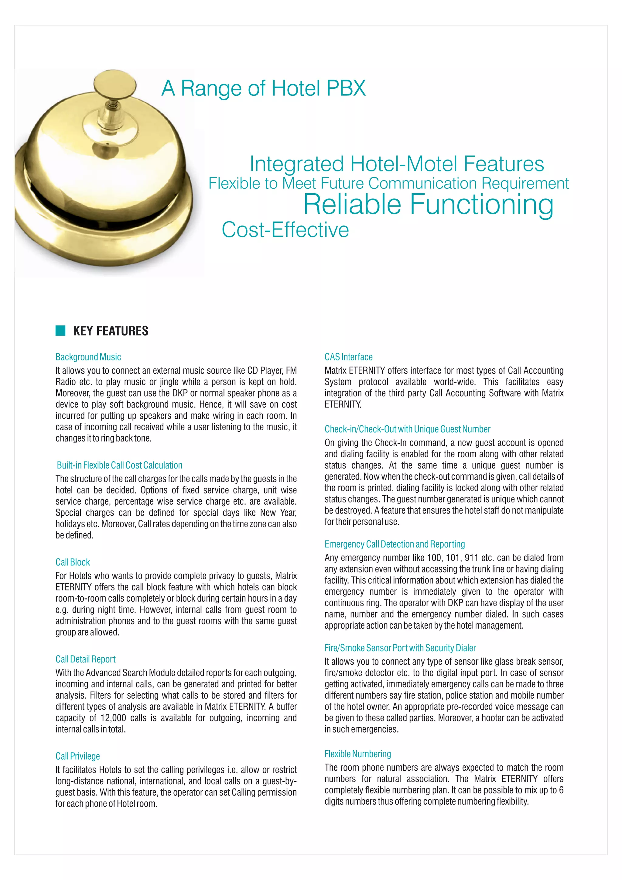 Matrix eternity hospitality pbx_brochure | PDF