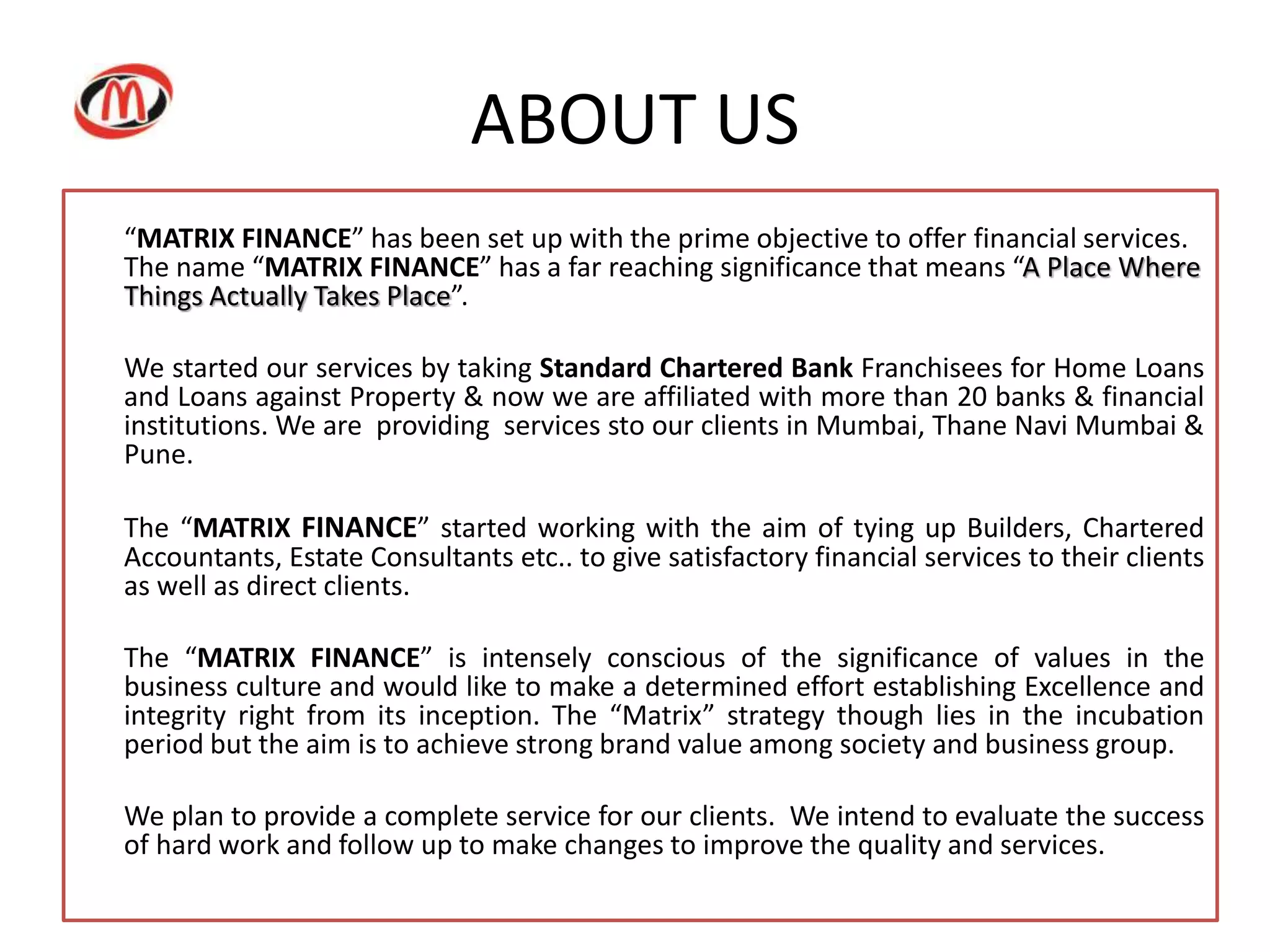 Matrix finance profile | PPSX