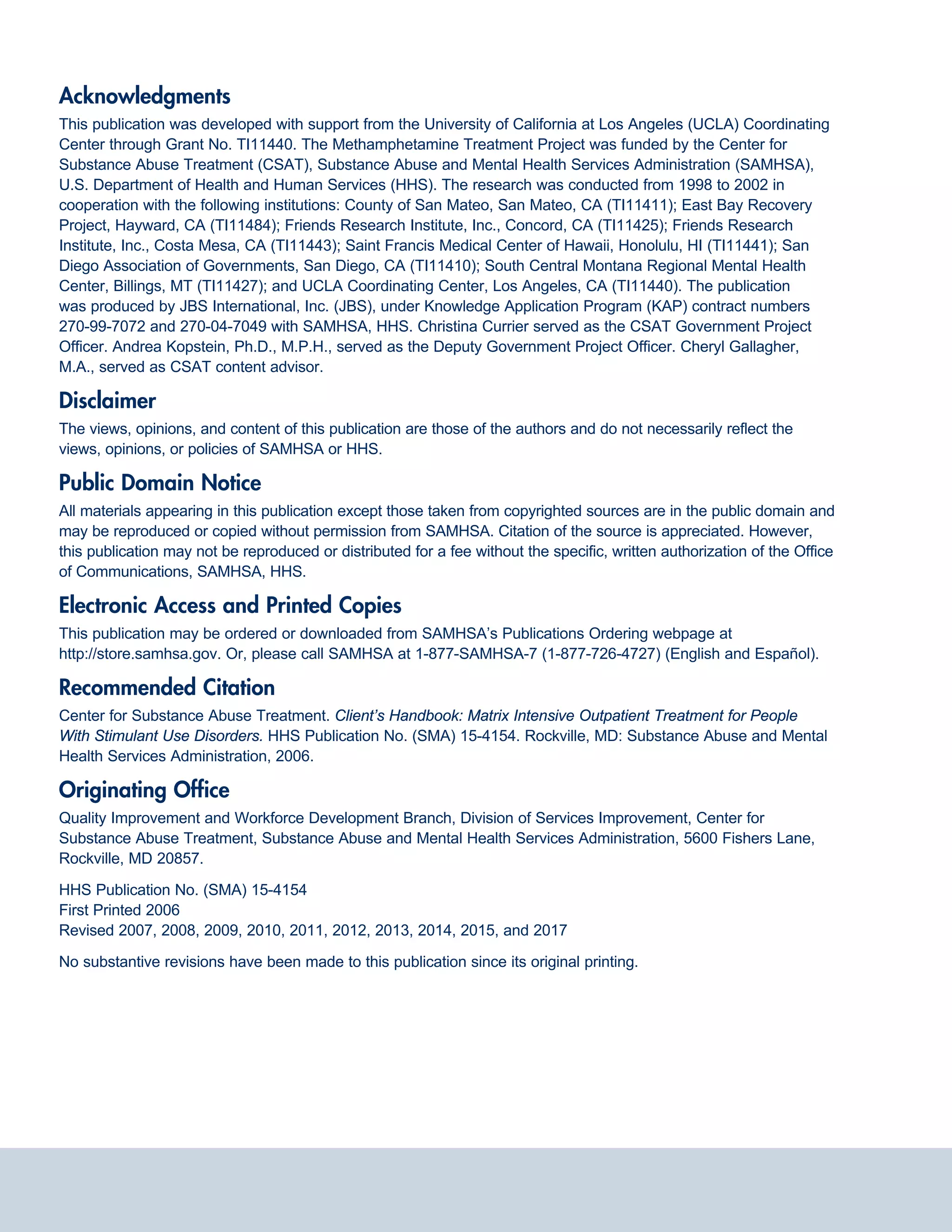 Matrix intensive outpatient tx for people with stimulant use disorder ...