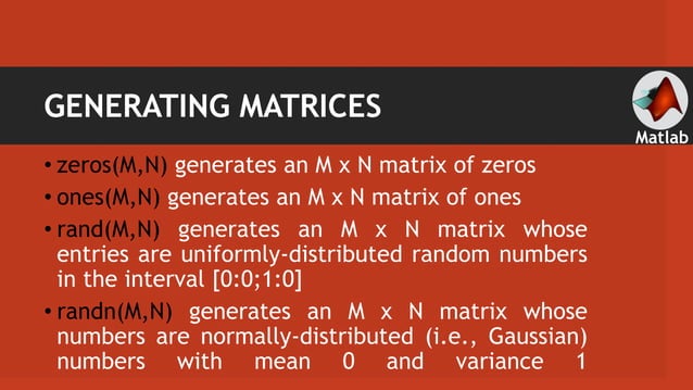 Matrix Manipulation in Matlab | PPSX | Physics | Science