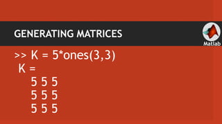 Matrix Manipulation in Matlab | PPSX