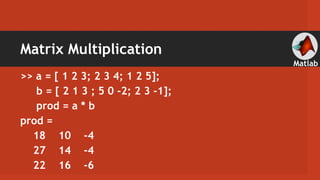 Matrix Manipulation in Matlab | PPSX