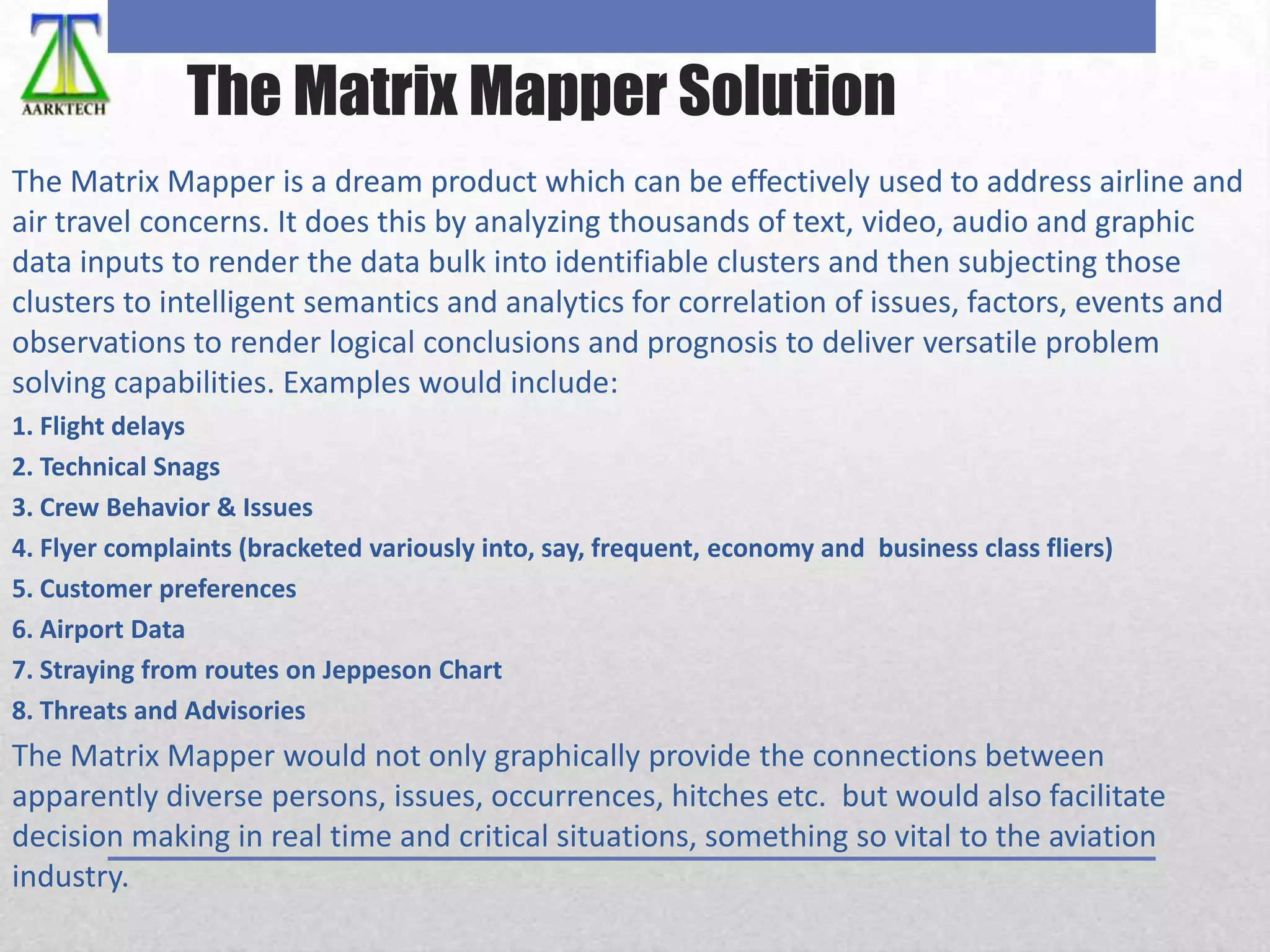 Matrix Mapper in Aviation Industry | PPTX | Air Travel | Travel Type