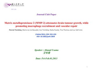 Matrix metalloproteinase 2 (MMP-2) attenuates brain tumour growth (Feb ...