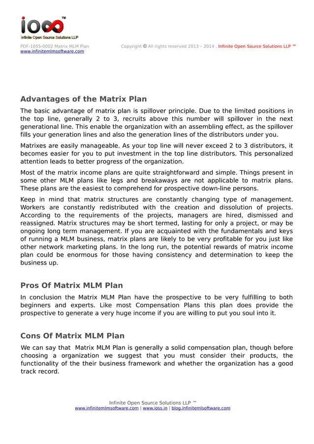 Matrix mlm plan | PDF | Advertising Industry | Industries