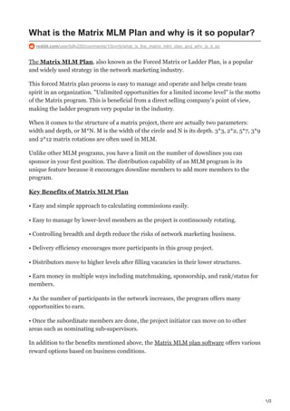 Matrix MLM Plan software ARM MLM | PDF | Business I.T. | Business