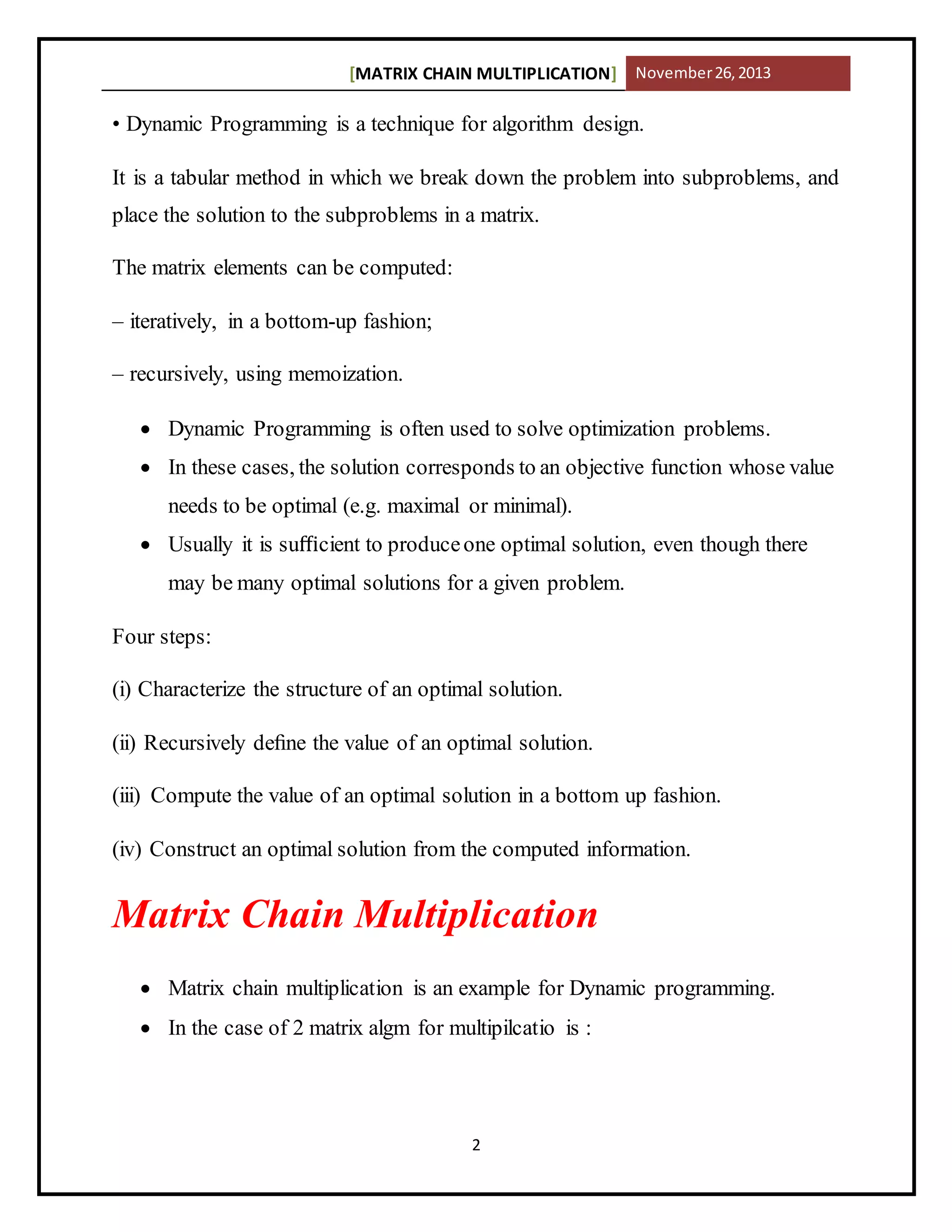 Matrix multiplicationdesign | DOCX | Programming Languages | Computing