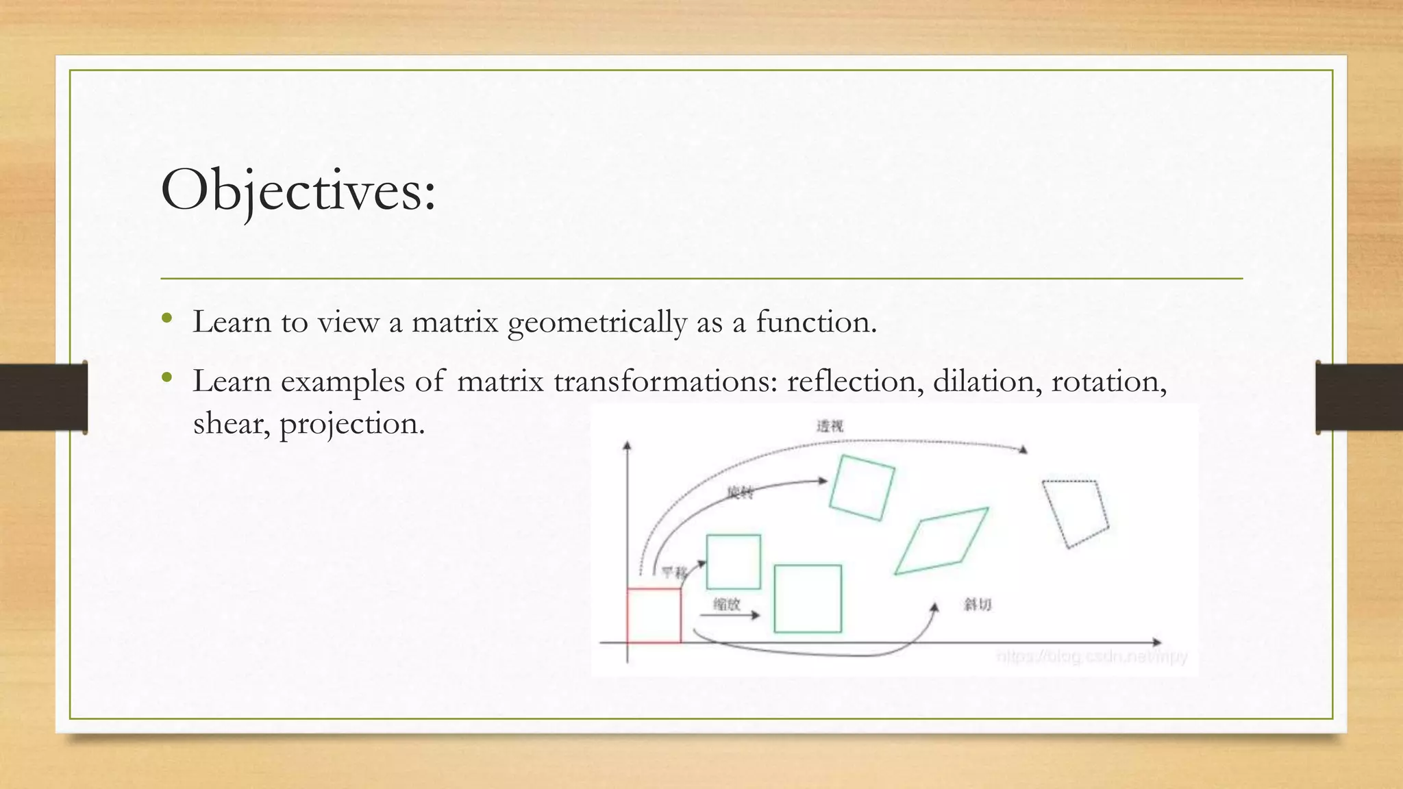 Matrix of linear transformation 1.9-dfs | PPTX