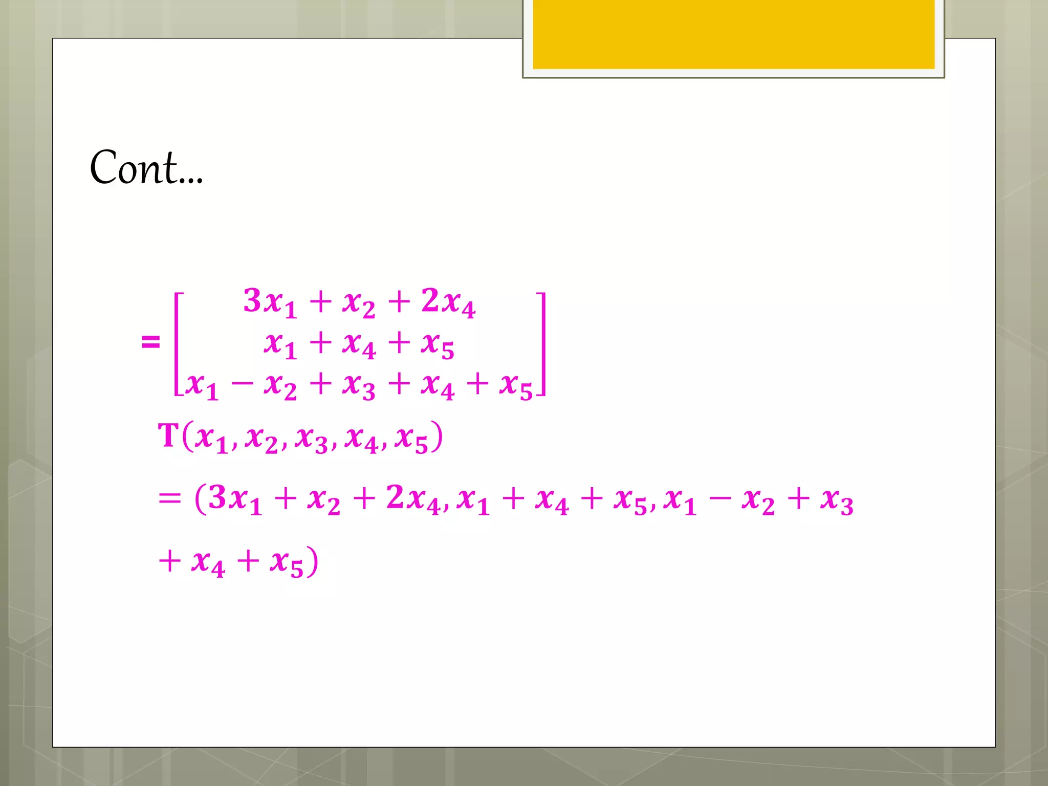 Matrix of linear transformation | PPTX