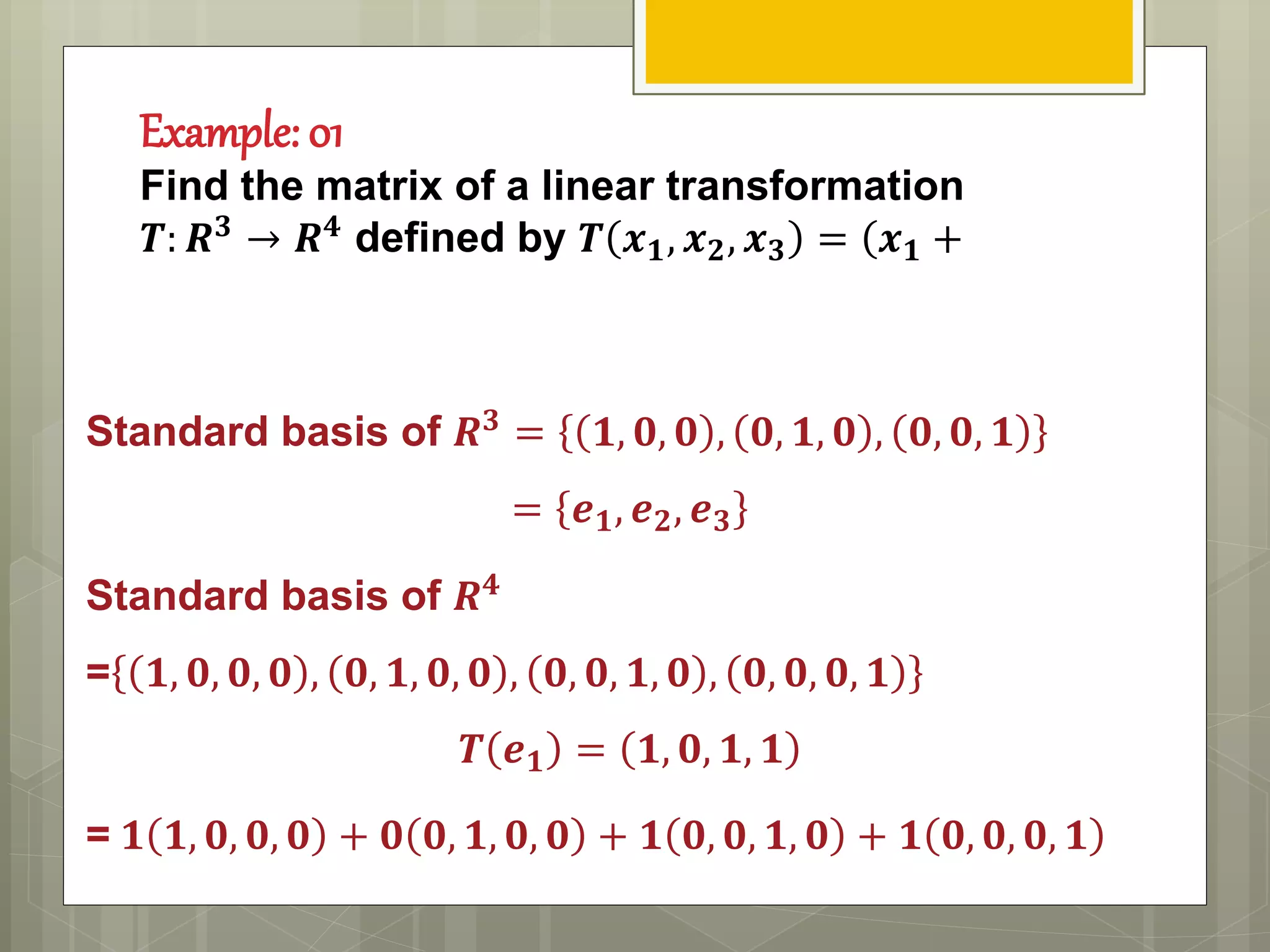 Matrix Of Linear Transformation Pptx
