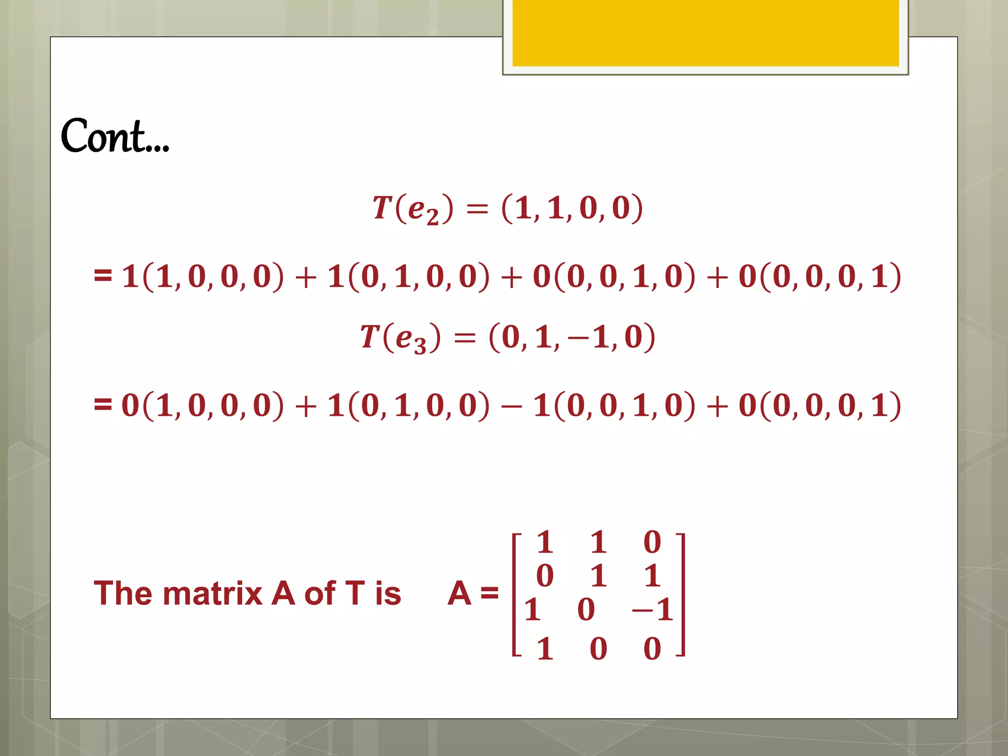 Matrix of linear transformation | PPTX