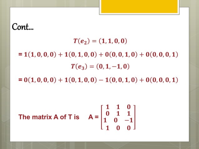 Matrix of linear transformation | PPTX