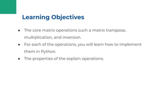 Matrix operations in practice using python | PDF