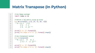 Matrix operations in practice using python | PDF