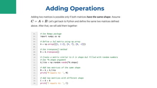 Matrix operations in practice using python | PDF