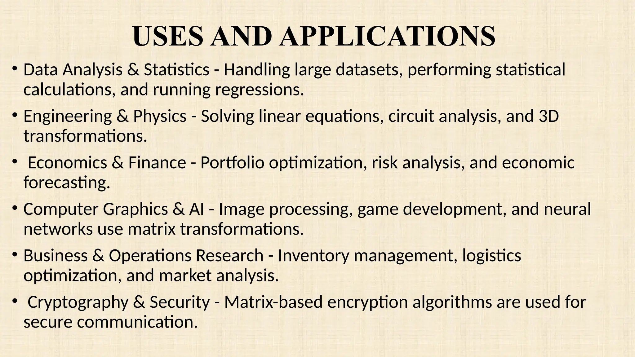 MATRIX OPERATIONS IN SPREADSHEETS- M S Excel | PPTX