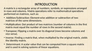 MATRIX OPERATIONS IN SPREADSHEETS- M S Excel | PPTX