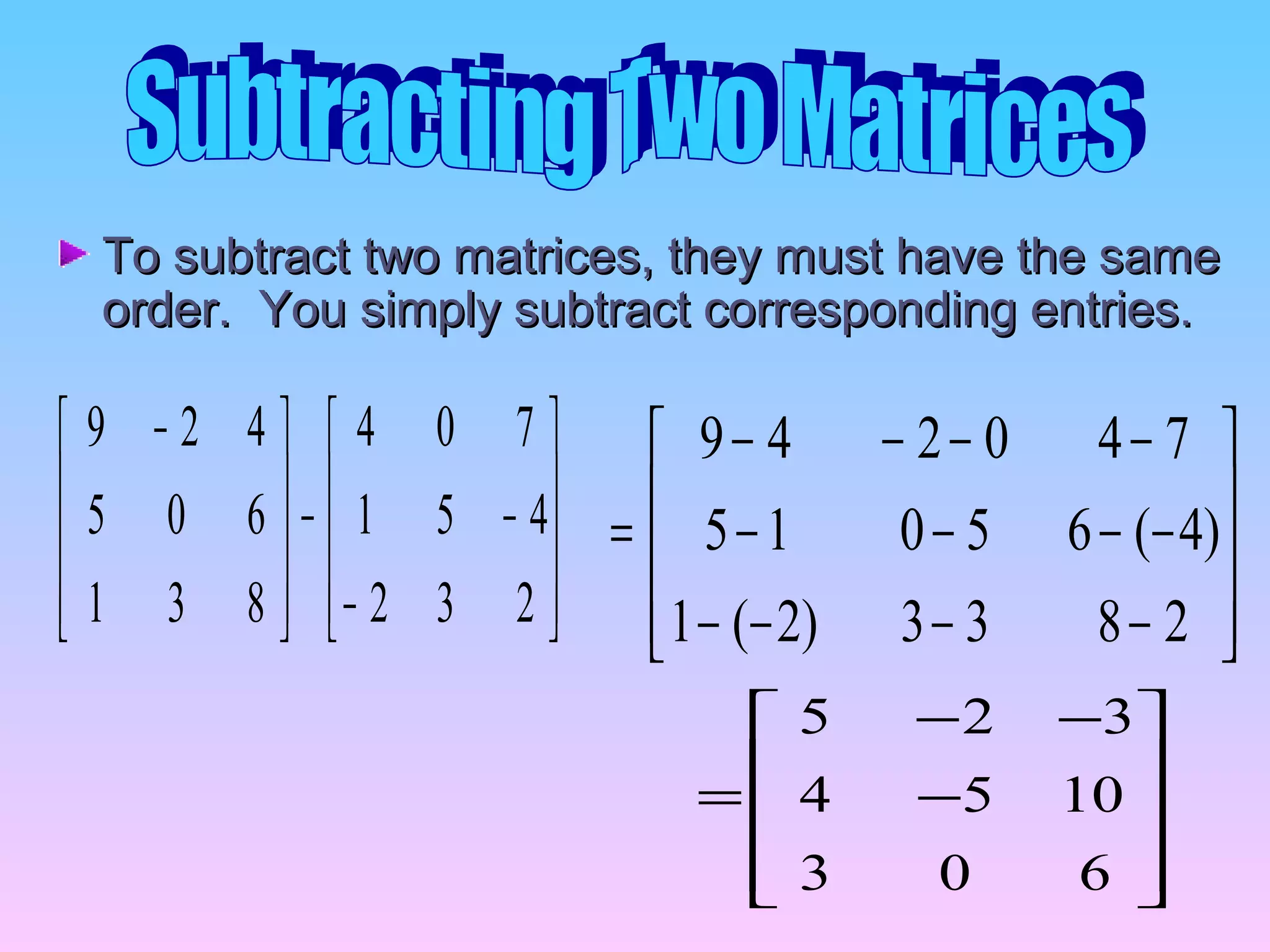 Matrix Operations | PPS