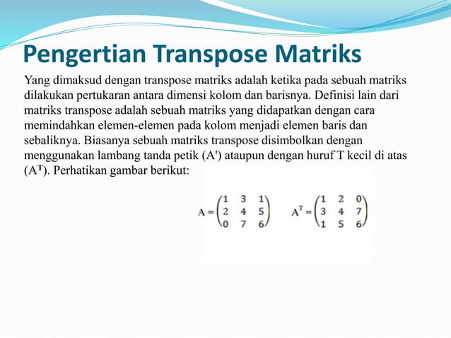 Jenis - Jenis Matriks dan Matriks Transpose | PPTX