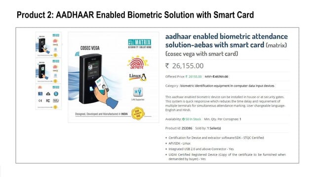 Aadhaar Enabled Biometric Attendance Solution Ppt Computing Technology And Computing
