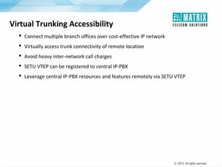Matrix Telecom Solutions: SETU VTEP - Fixed VoIP to T1/E1 PRI Gateway | PPT