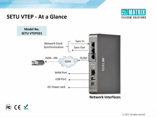 Matrix Telecom Solutions: SETU VTEP - Fixed VoIP to T1/E1 PRI Gateway | PPT