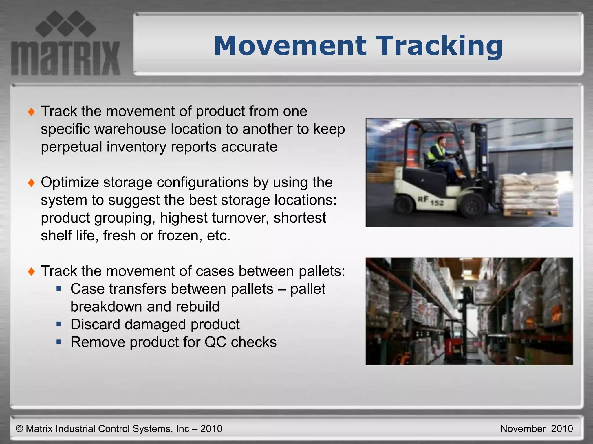 Matrix warehouse & shipping management system presentation | PPT