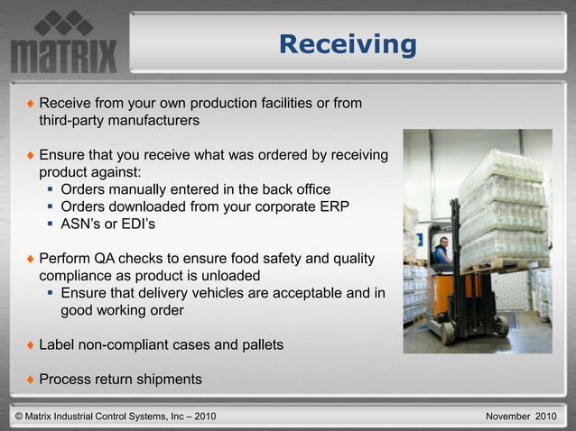 Matrix warehouse & shipping management system presentation | PPT