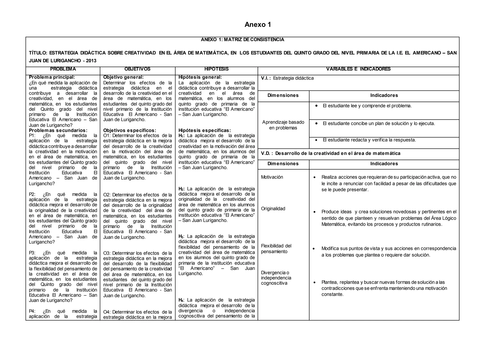 Matriz de consistencia | DOCX