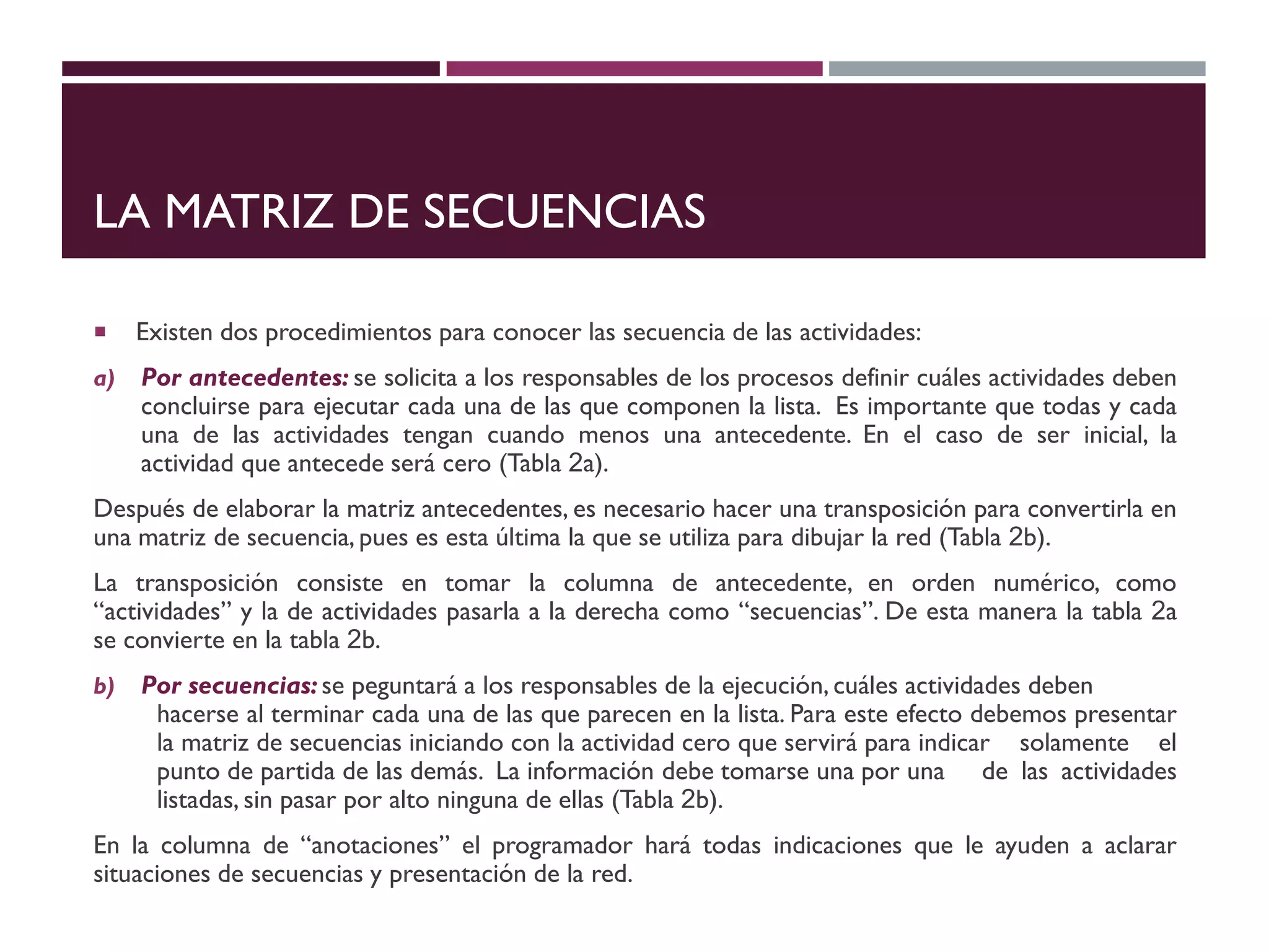 Matriz de secuencias y matriz de tiempos. v2 | PDF