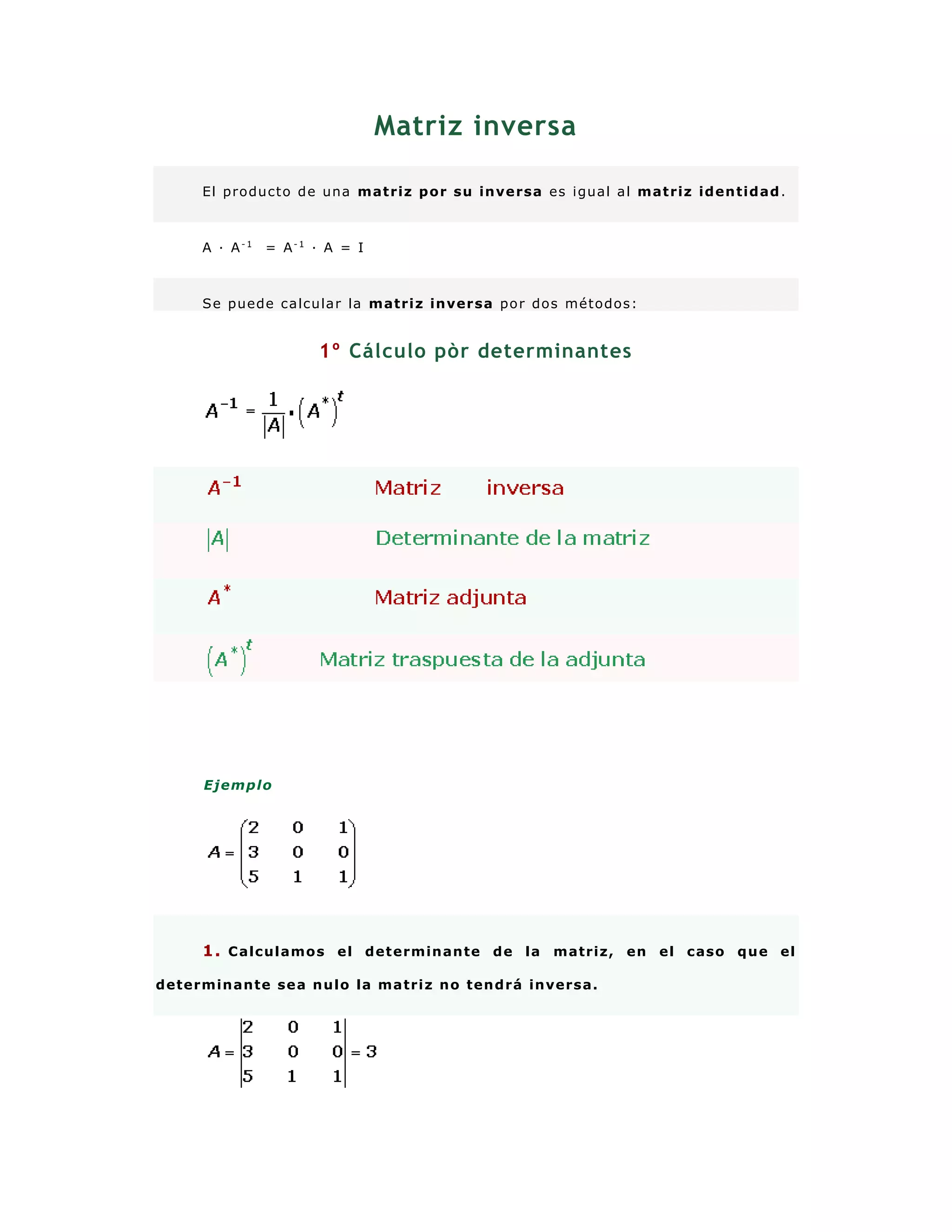 Matriz inversa | DOCX