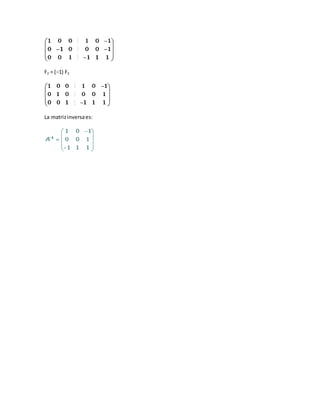 Matriz inversa por el método de gauss | DOCX