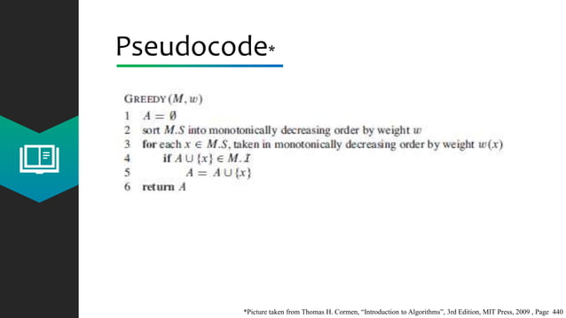 Algorithm_Matroids and greedy methods | PPTX | Science