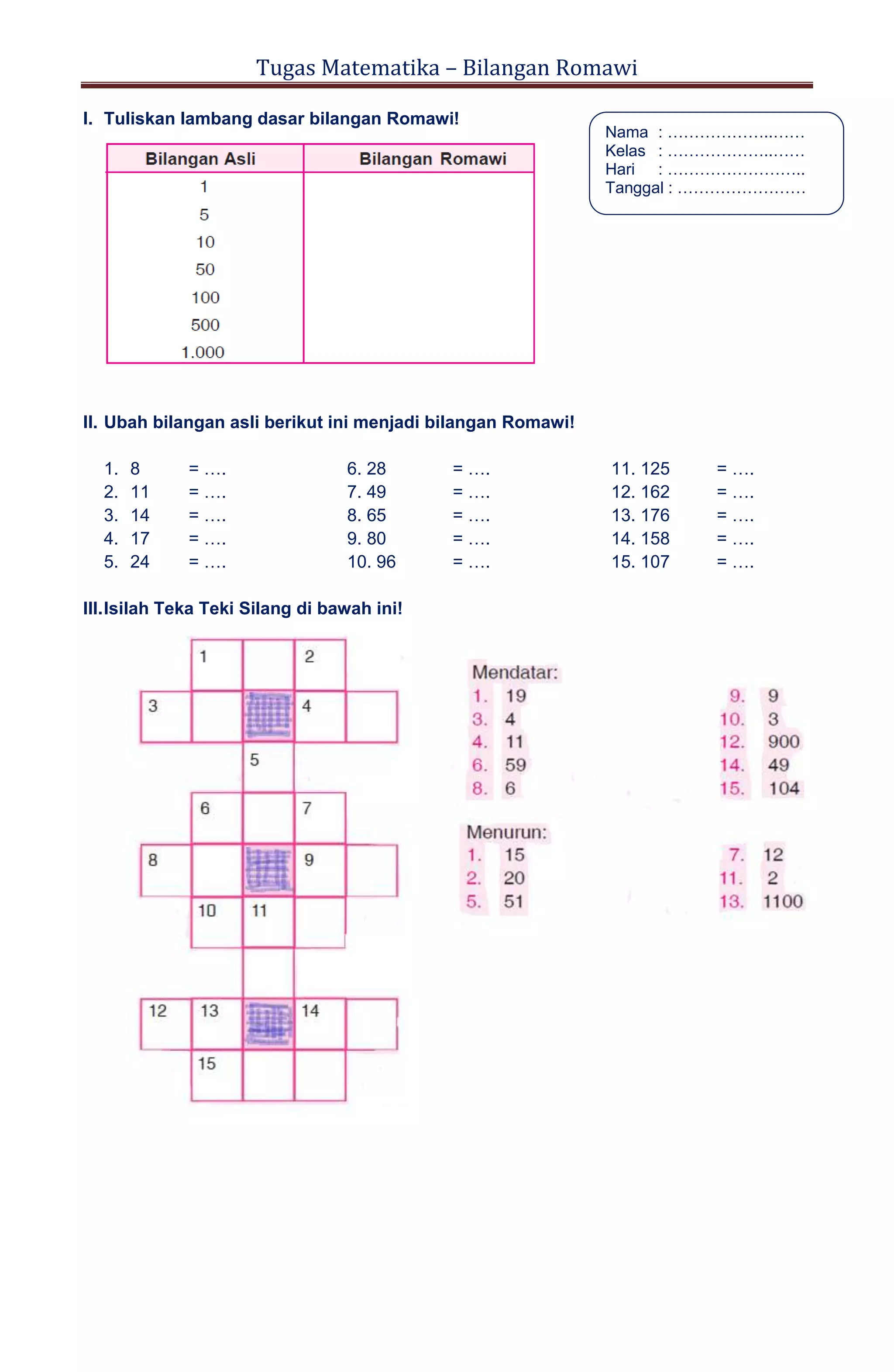 Bilangan Romawi | DOCX