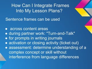 MATSOL Presentation - Sentence Frames | PDF