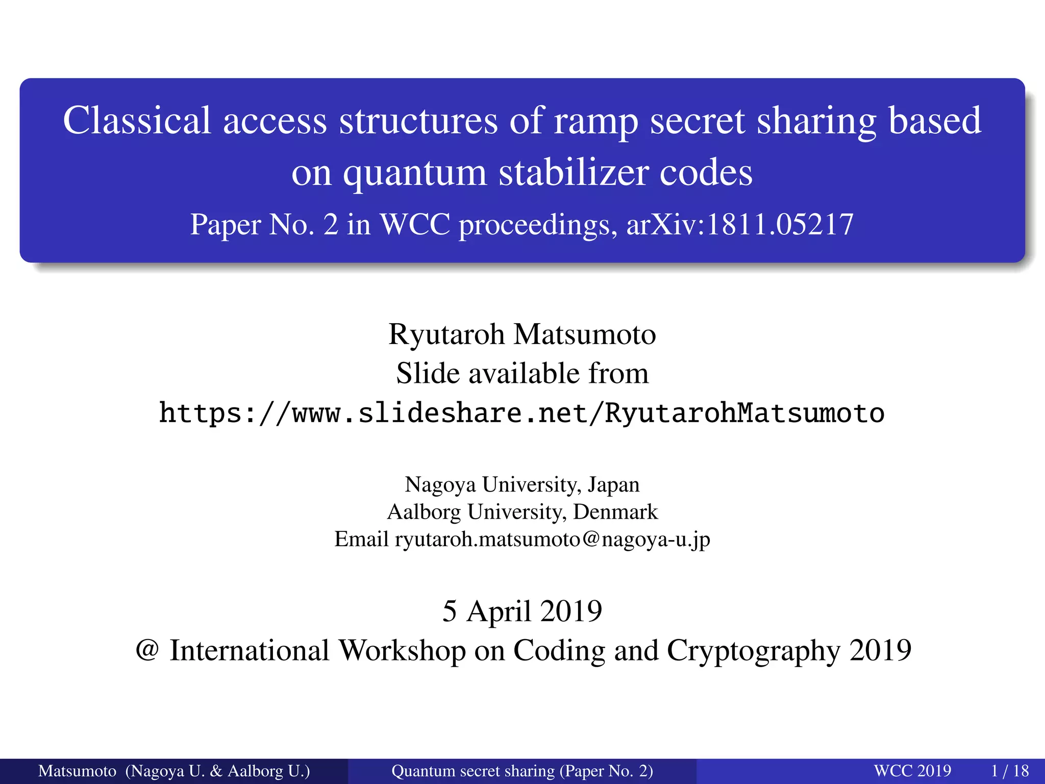 Classical access structures of ramp secret sharing based on quantum ...